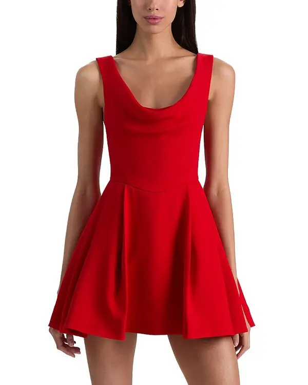 Alice + Olivia Estrella Drape Flare Dress - Chilli Pepper