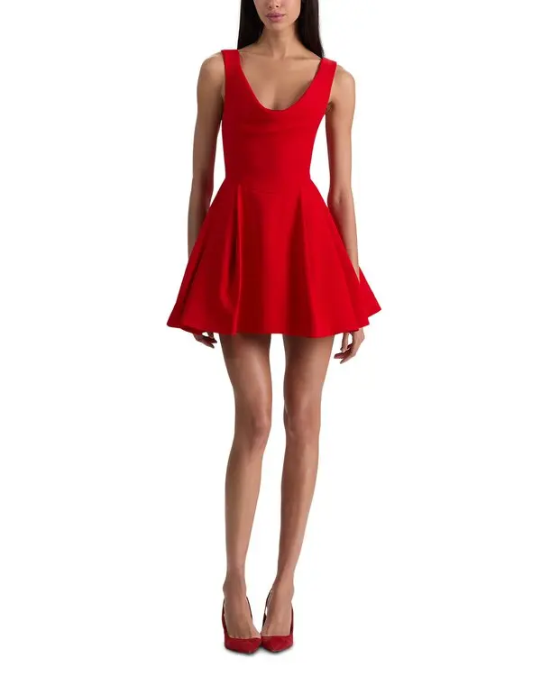 Alice + Olivia Estrella Drape Flare Dress - Chilli Pepper