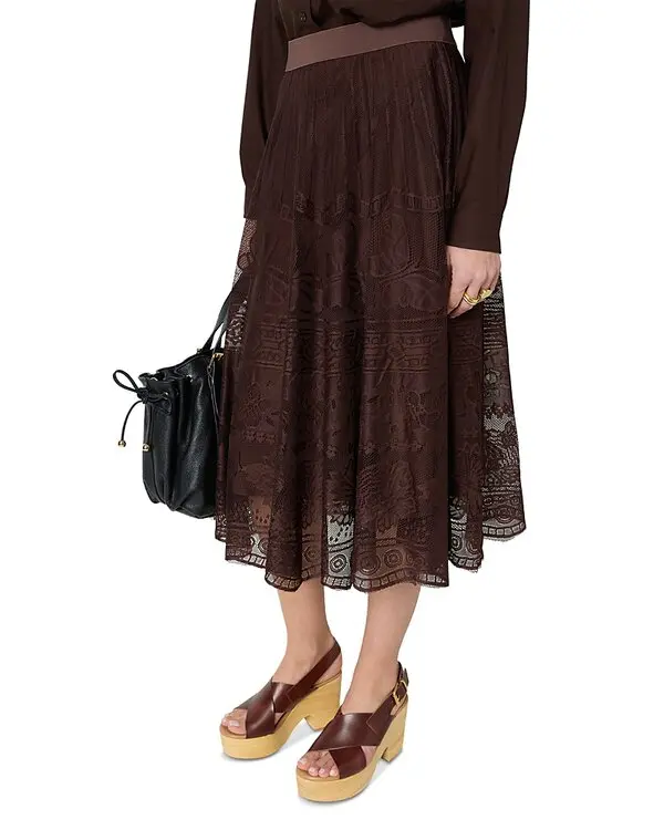 Gerard Darel Jany Lace Midi Skirt
