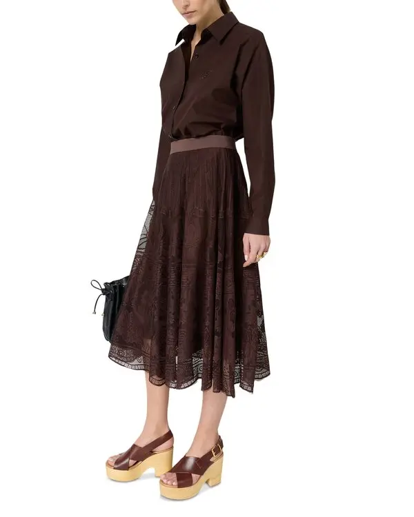 Gerard Darel Jany Lace Midi Skirt
