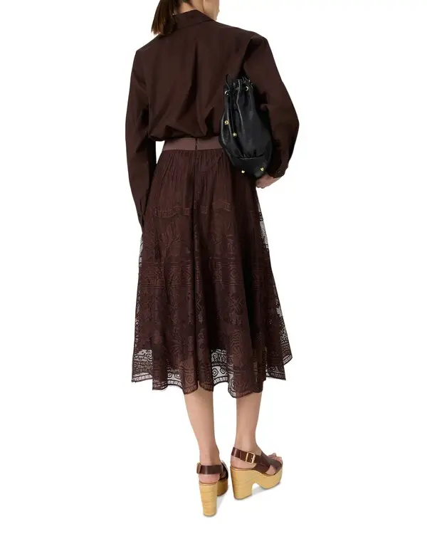 Gerard Darel Jany Lace Midi Skirt