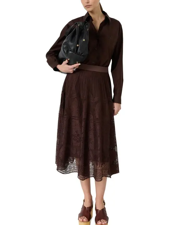 Gerard Darel Jany Lace Midi Skirt