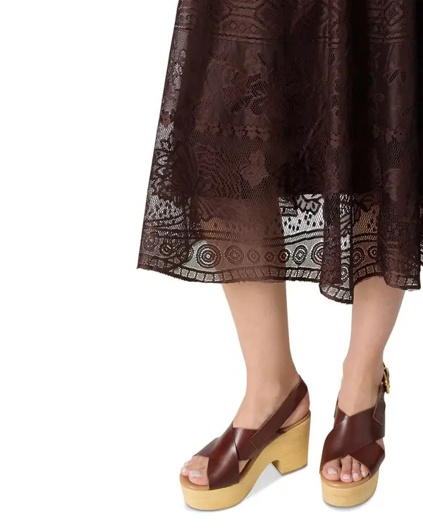 Gerard Darel Jany Lace Midi Skirt