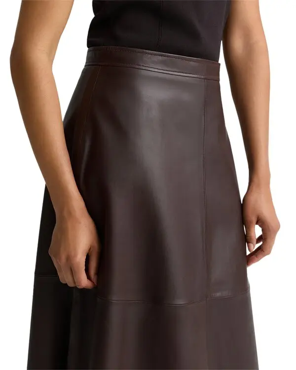 St. John Soft Nappa Leather Midi Skirt