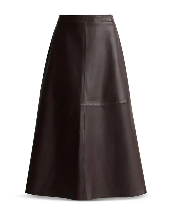St. John Soft Nappa Leather Midi Skirt