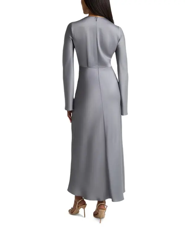 St. John Satin Deep V Crossover Dress