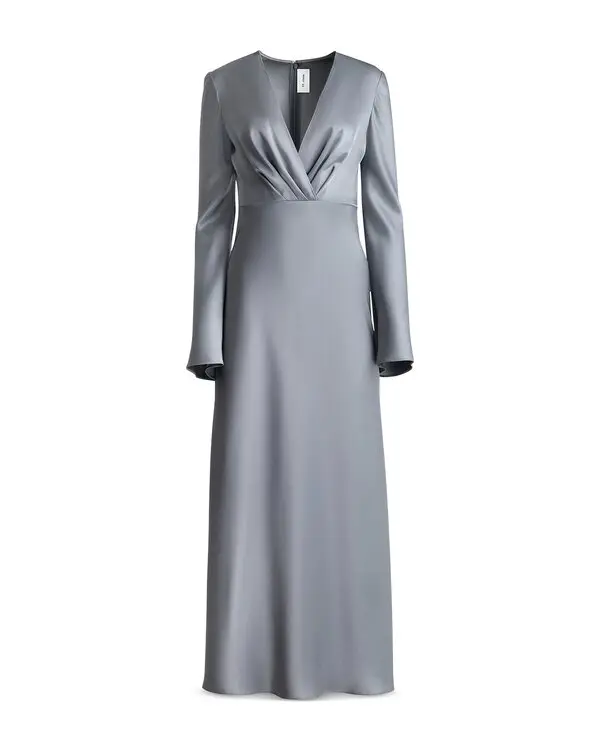 St. John Satin Deep V Crossover Dress
