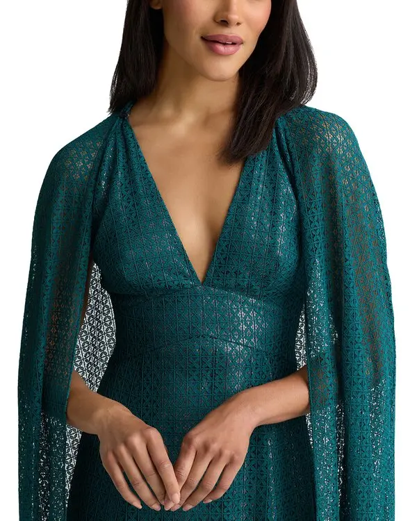 St. John Lace Overlay Metallic Gown