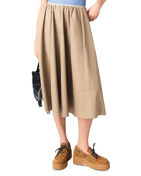 Maje Midi Cotton A-line Skirt