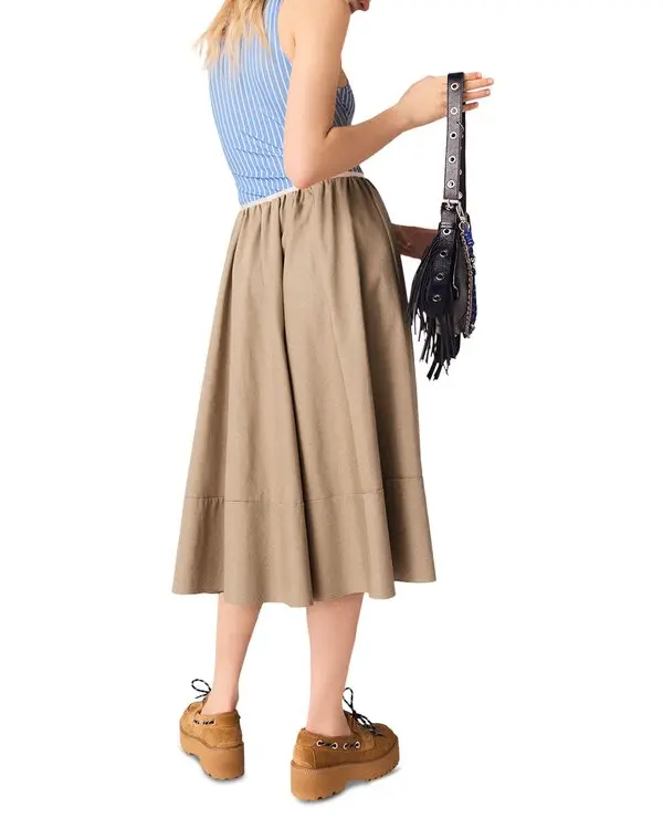 Maje Midi Cotton A-line Skirt