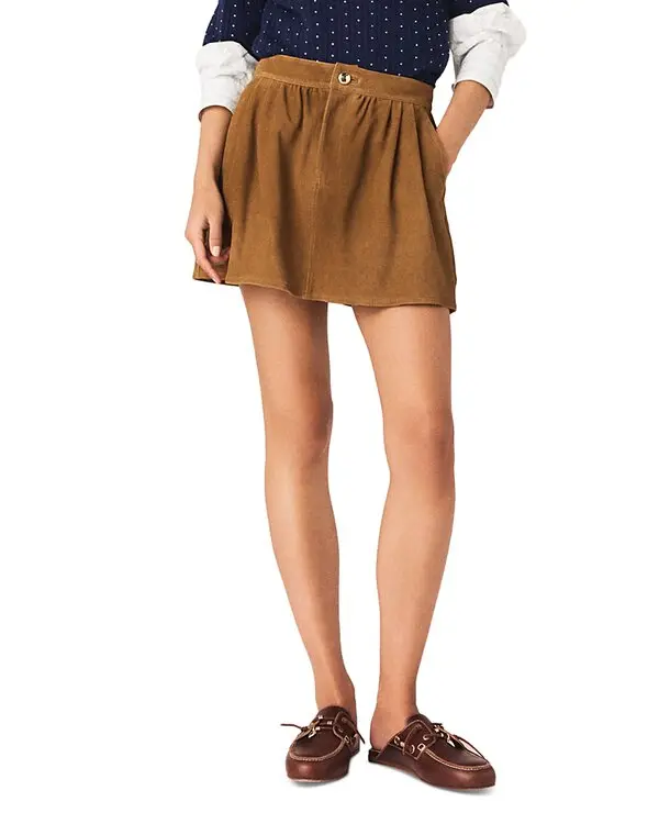 Maje Mini Suede Skirt - Camel
