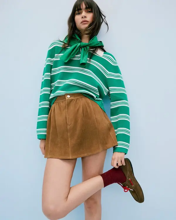 Maje Mini Suede Skirt - Camel