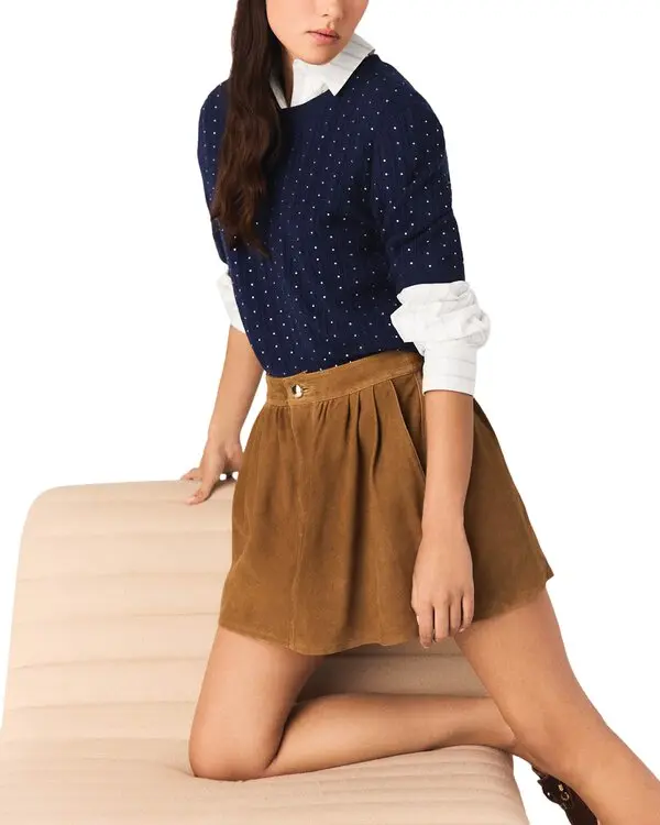 Maje Mini Suede Skirt - Camel