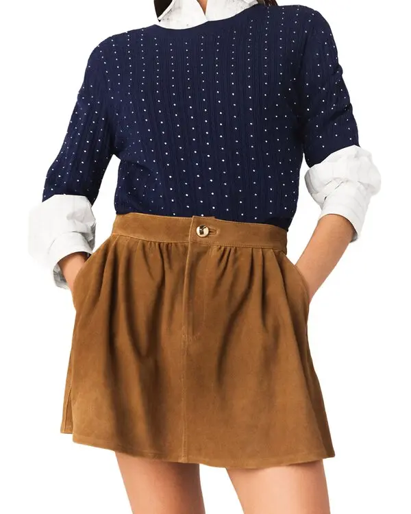 Maje Mini Suede Skirt - Camel