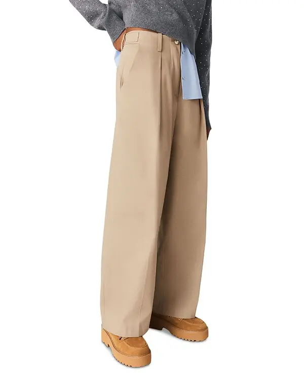 Maje Cotton Balloon Trousers - Mastic Beige