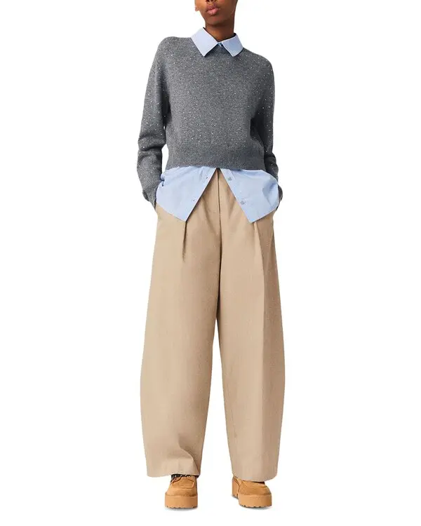Maje Cotton Balloon Trousers - Mastic Beige
