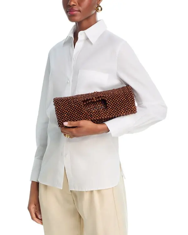 Aqua Wooden Bead Envelope Bag