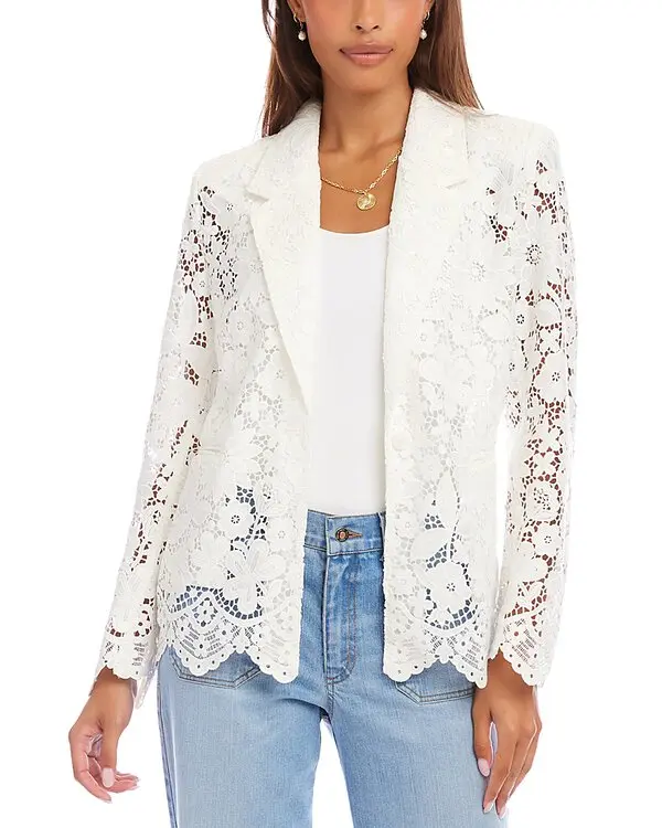 Karen Kane Floral Lace Scallop Edge Blazer