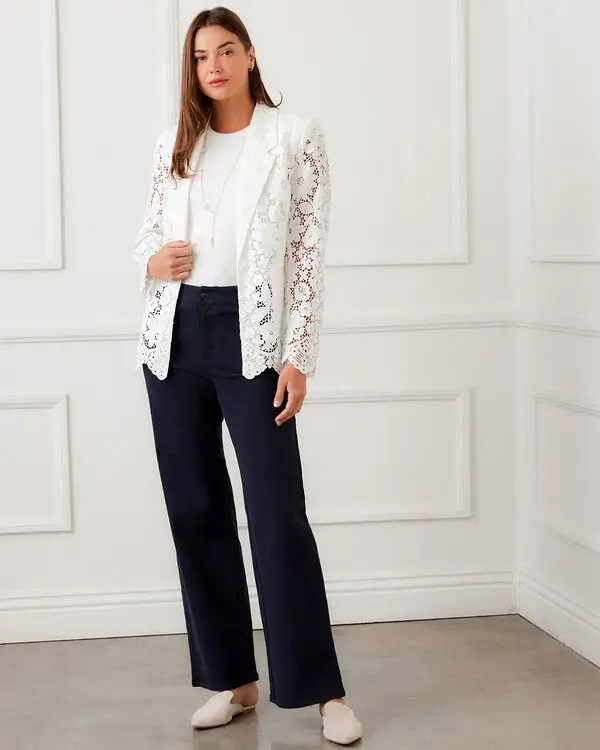Karen Kane Floral Lace Scallop Edge Blazer
