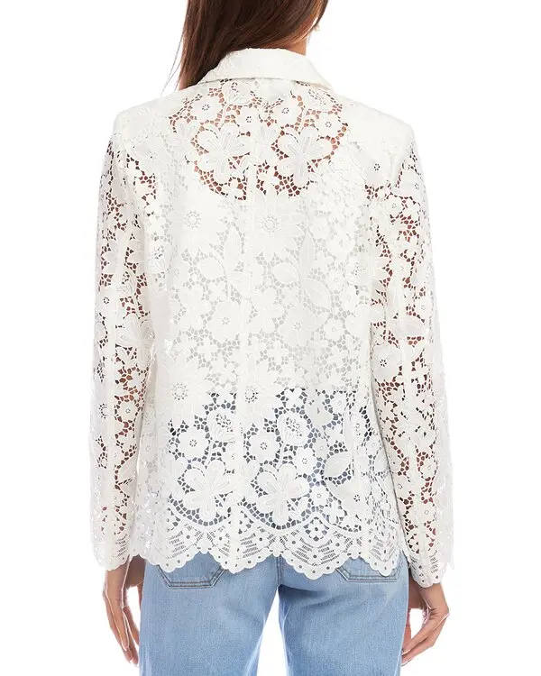 Karen Kane Floral Lace Scallop Edge Blazer