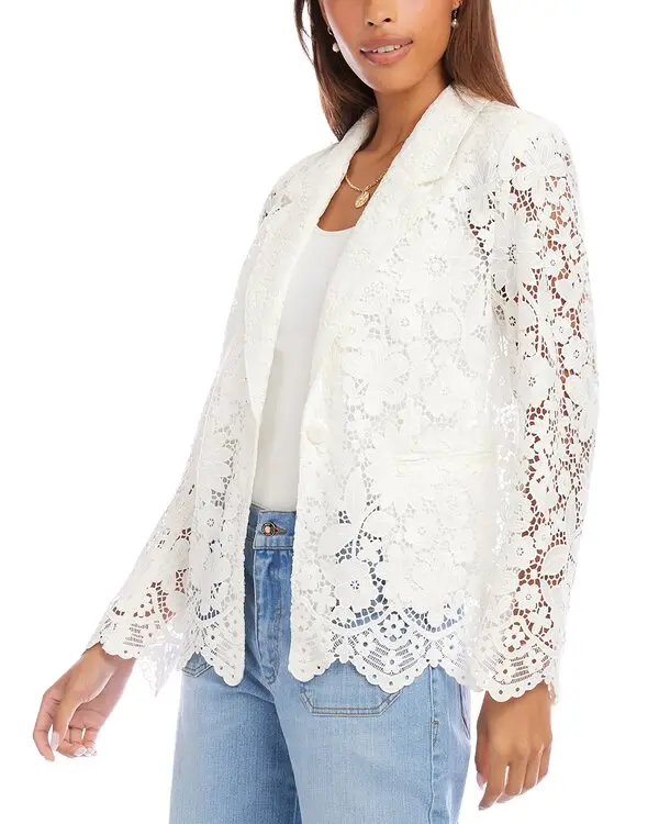 Karen Kane Floral Lace Scallop Edge Blazer
