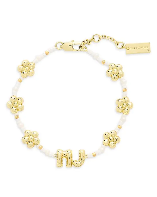 Marc Jacobs The Beaded Mj Balloon Bracelet - Gold/cream