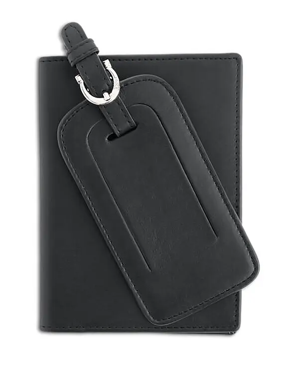 ROYCE NEW YORK Rfid Passport Case Luggage Tag Travel Set - Black