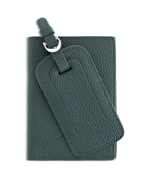 ROYCE NEW YORK Rfid Passport Case Luggage Tag Travel Set - Dark Green