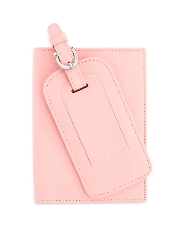 ROYCE NEW YORK Rfid Passport Case Luggage Tag Travel Set - Light Pink
