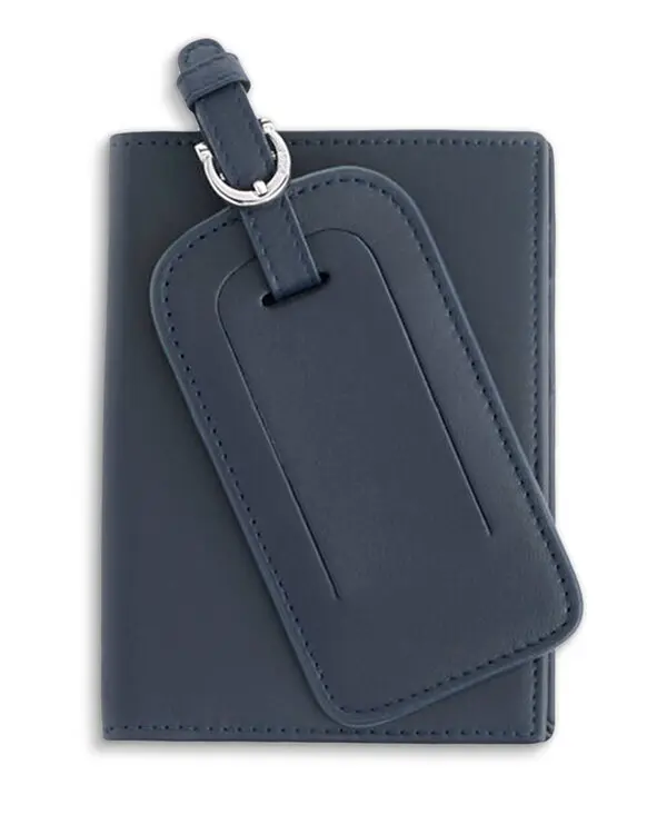 ROYCE NEW YORK Rfid Passport Case Luggage Tag Travel Set - Navy Blue