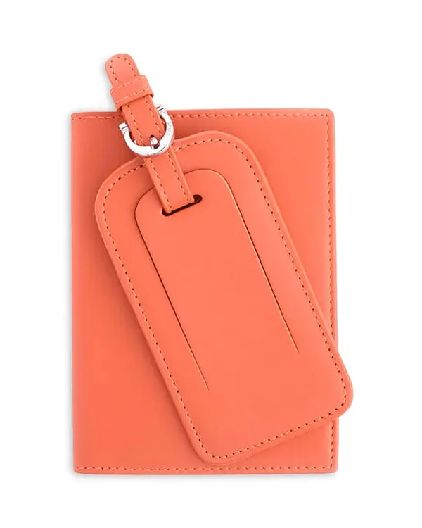 ROYCE NEW YORK Rfid Passport Case Luggage Tag Travel Set - Orange
