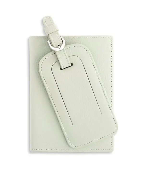 ROYCE NEW YORK Rfid Passport Case Luggage Tag Travel Set - Sage Green