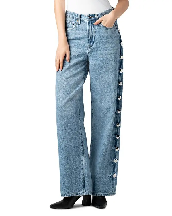 Blanknyc High-rise Straight Jeans With Studded Detail