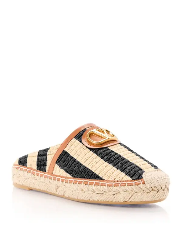 Valentino Garavani Vlogo Espadrille Mule Flats - Natural/black