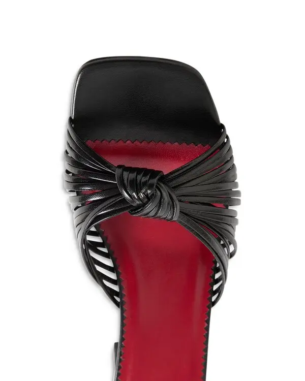 Valentino Garavani Knot Detailing Leather Slide Sandals - Black