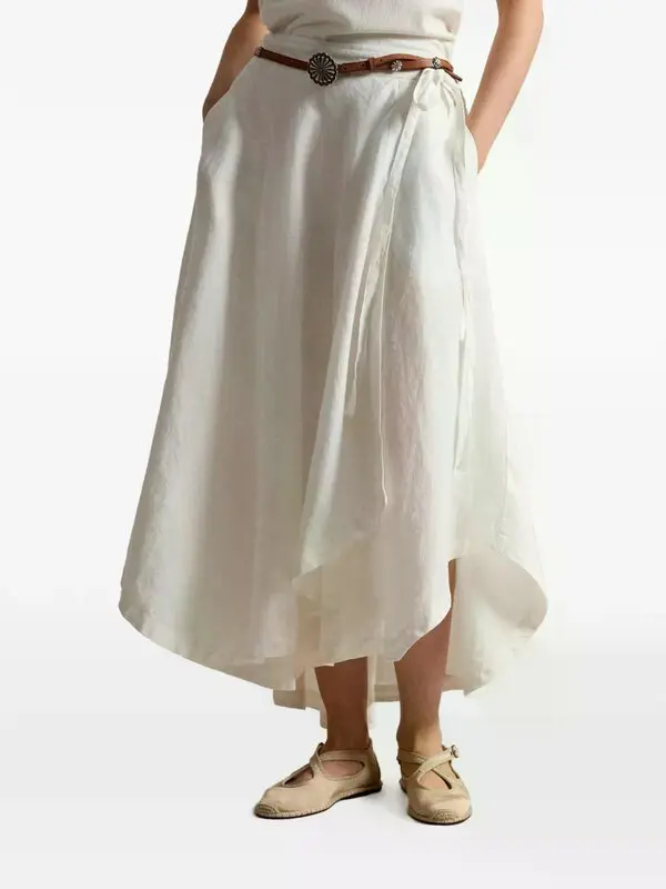 Polo Ralph Lauren Linen Tie-waist Midi Skirt - White