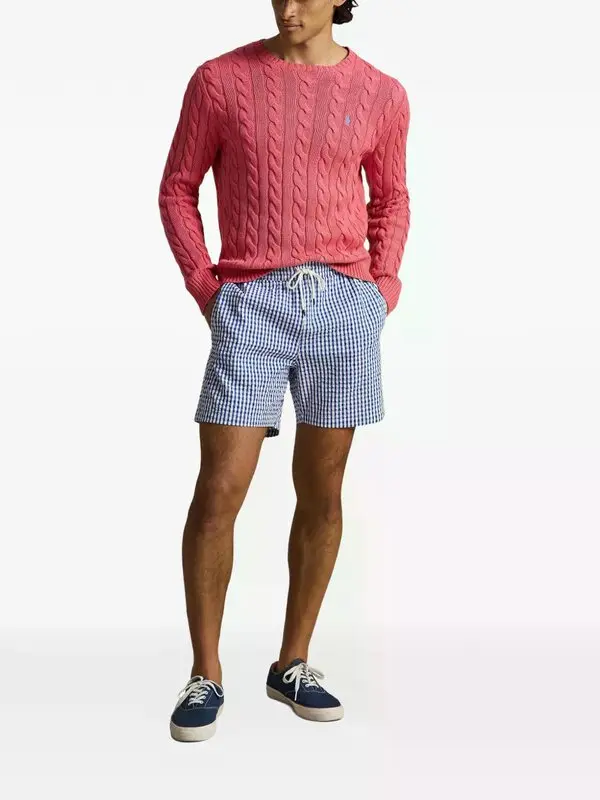 Polo Ralph Lauren Gingham Drawstring Swim Shorts - Blue