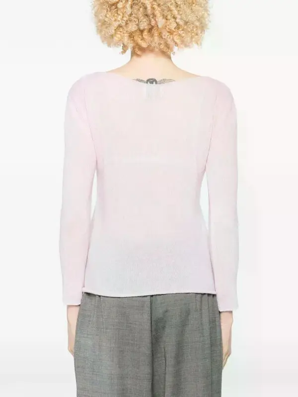 BEYOU V-neck Long Sleeve Sweater - Pink