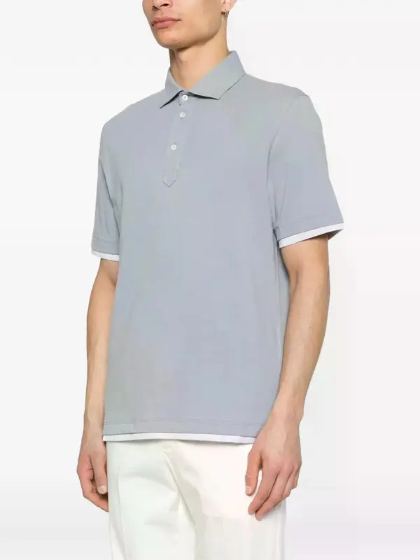Brunello Cucinelli Buttoned Short-sleeve Polo Shirt - Blue