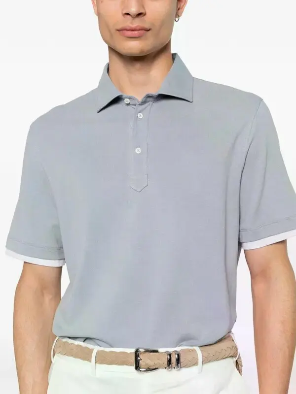 Brunello Cucinelli Buttoned Short-sleeve Polo Shirt - Blue