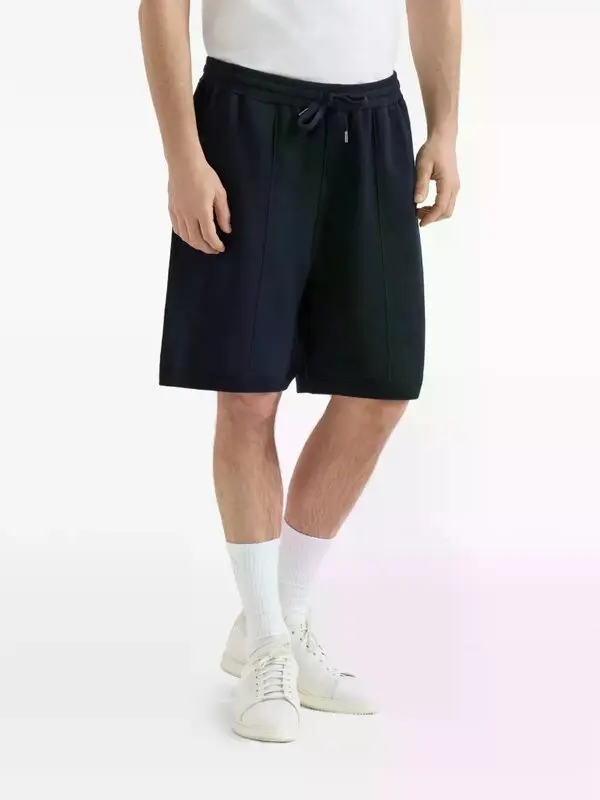 Brunello Cucinelli Cotton And Silk French-terry Double-knit Bermuda Shorts With Logo - Blue