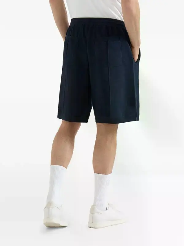 Brunello Cucinelli Cotton And Silk French-terry Double-knit Bermuda Shorts With Logo - Blue