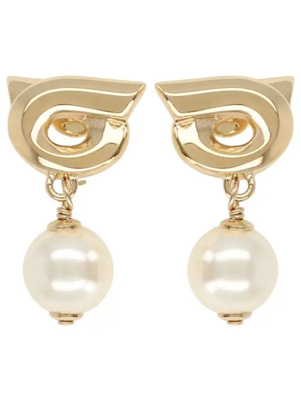 FERRAGAMO Hook Earrings With Pearls - Gold