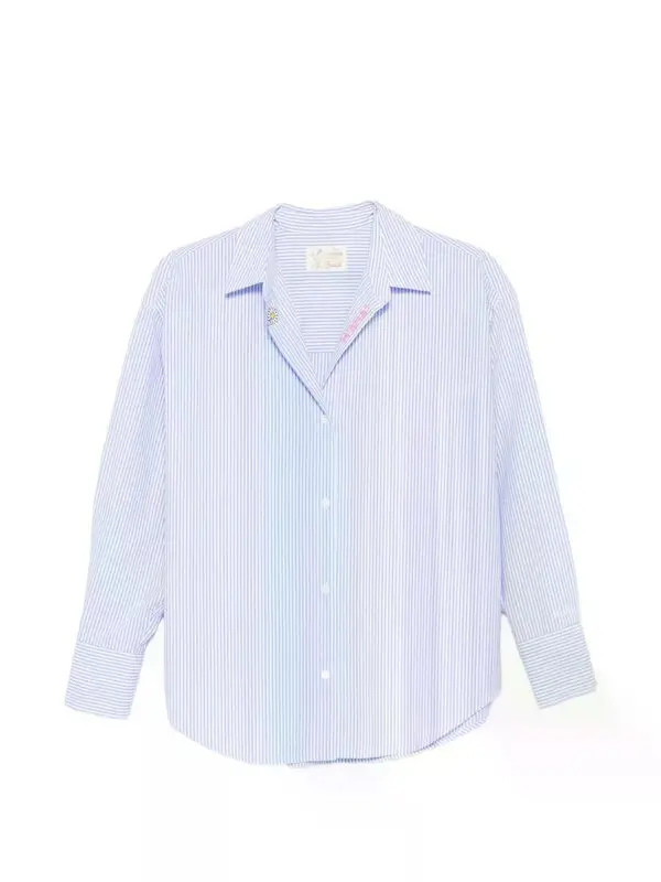 MC2 SAINT BARTH Striped Embroidered Shirt - Blue