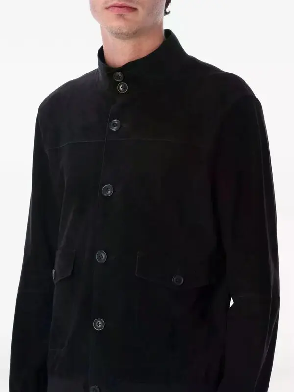 SWORD 6644 Button Pocket Biker Jacket - Black