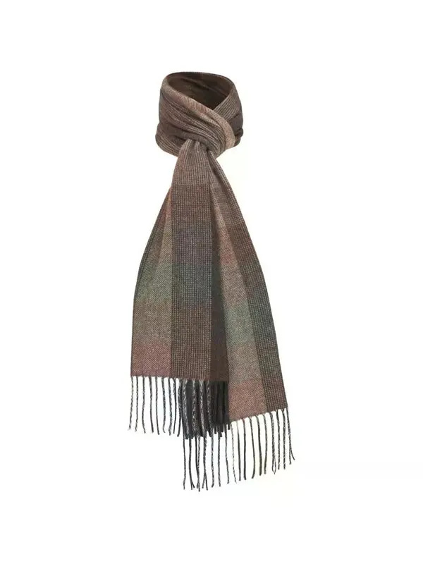 CHELSEY IMPORTS Check Cashmere Scarf - Brown