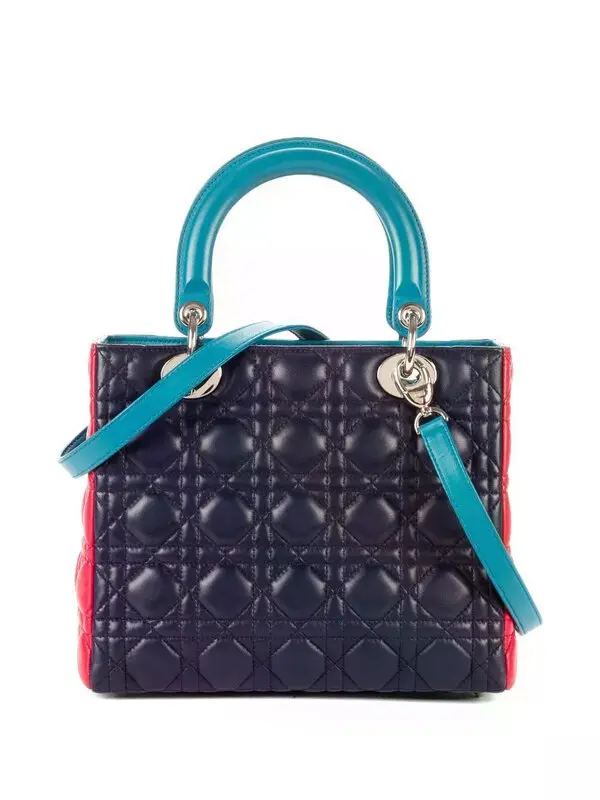 Dior Lady Cannage Quilted Tote Bag - Blue