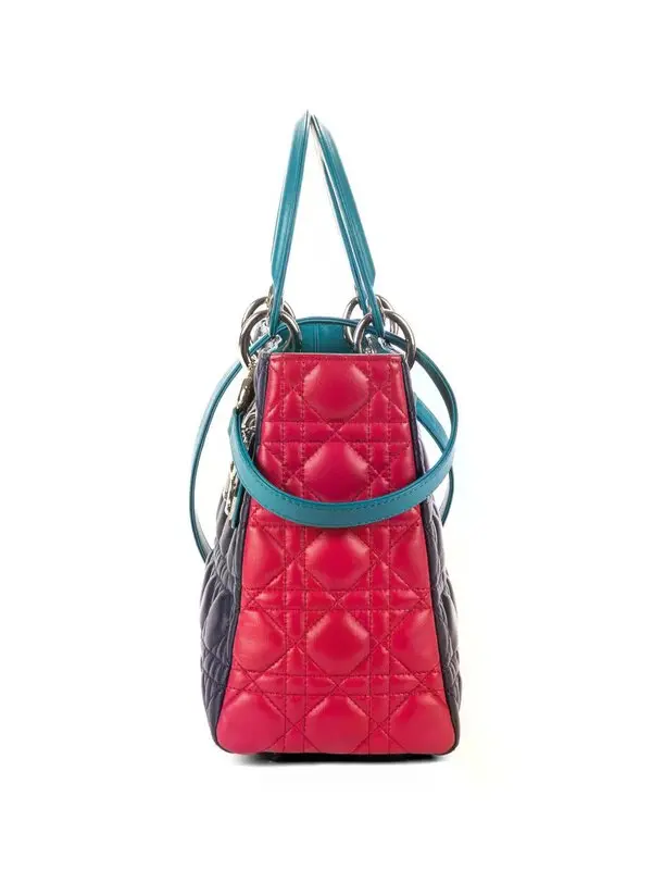 Dior Lady Cannage Quilted Tote Bag - Blue