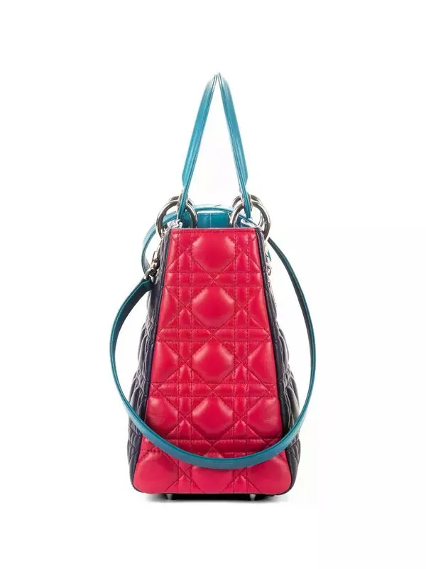 Dior Lady Cannage Quilted Tote Bag - Blue