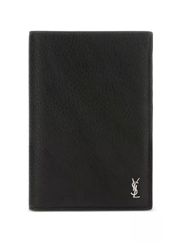 Saint Laurent Cassandre Logo-detail Leather Wallet - Black